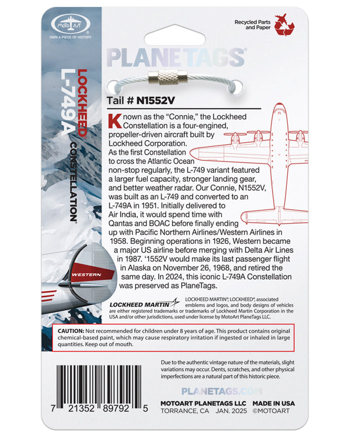 Lockheed® L-749A-N1552V PlaneTags – MotoArt PlaneTags