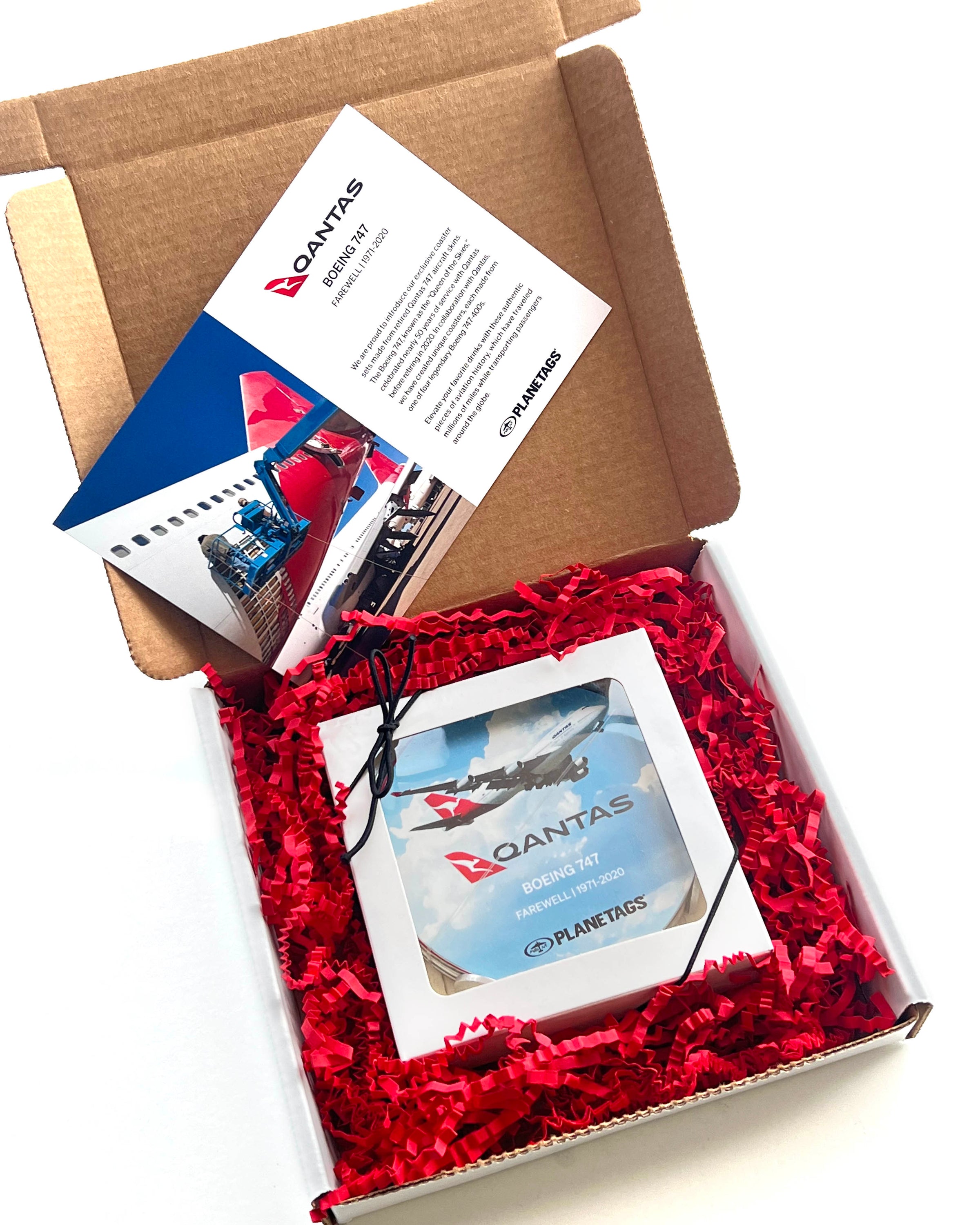 Qantas® Boeing 747 Coaster Set - MotoArt PlaneTags