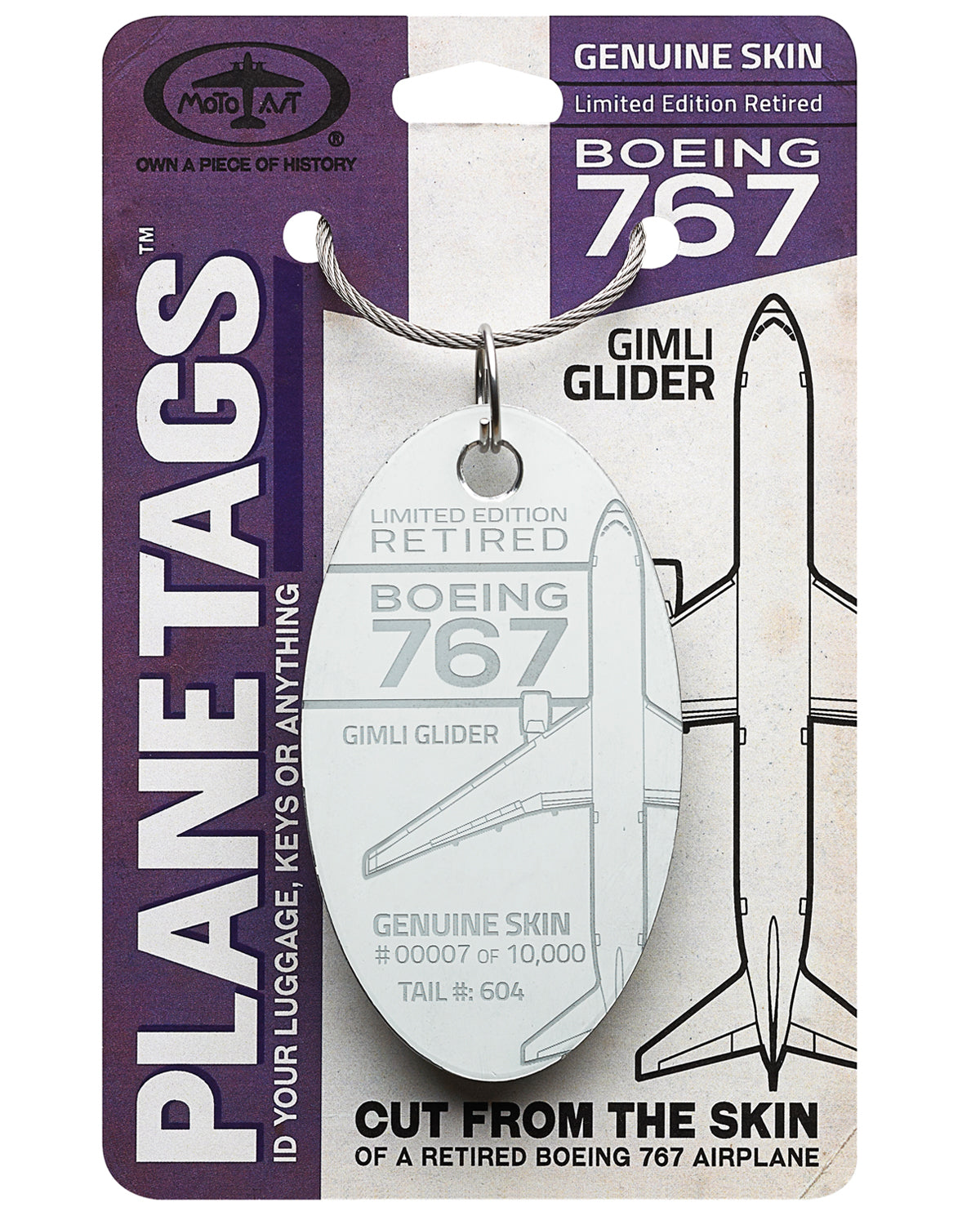 Boeing 767 (Gimli Glider) Tail# 604 | PlaneTags™ - MotoArt PlaneTags