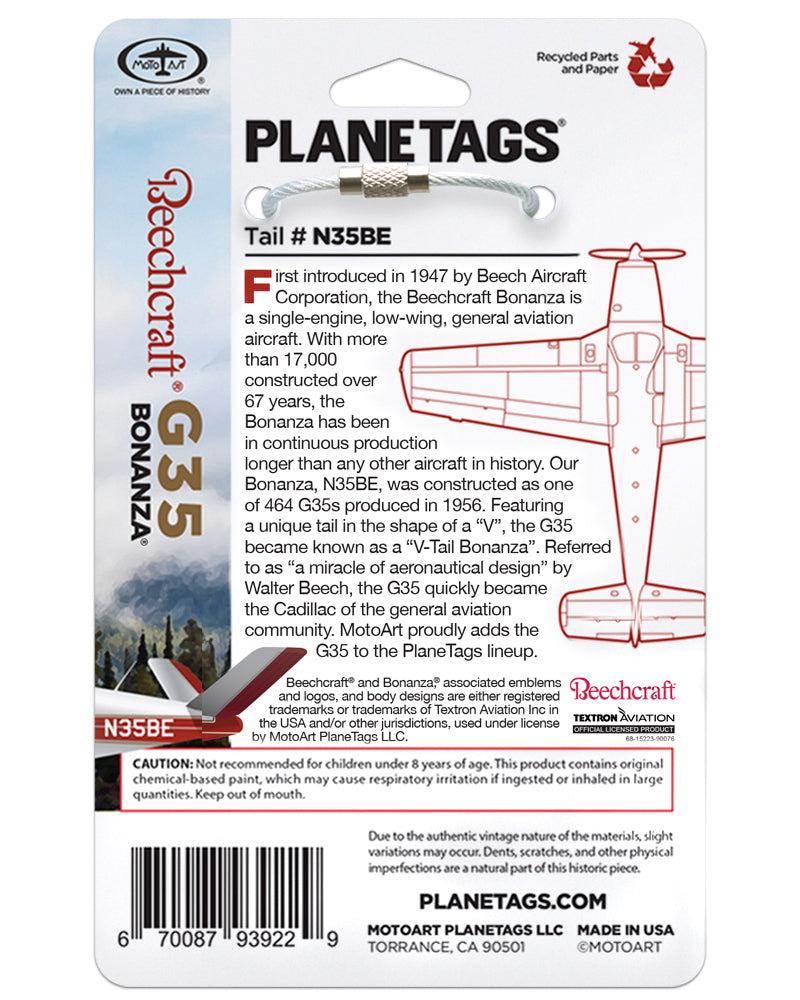 Beechcraft Bonanza G35 - N35BE - MotoArt PlaneTags