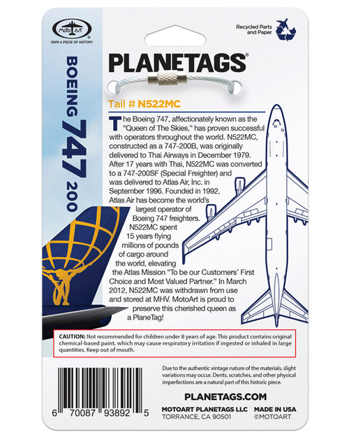 Boeing 747 Atlas Air®- N522MC – MotoArt PlaneTags