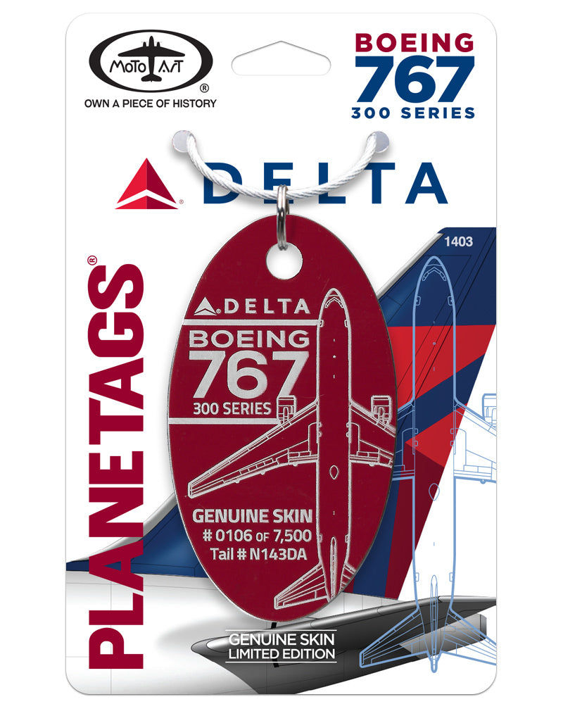 DELTA®- Boeing 767-332 PlaneTags Tail # N143DA - MotoArt PlaneTags