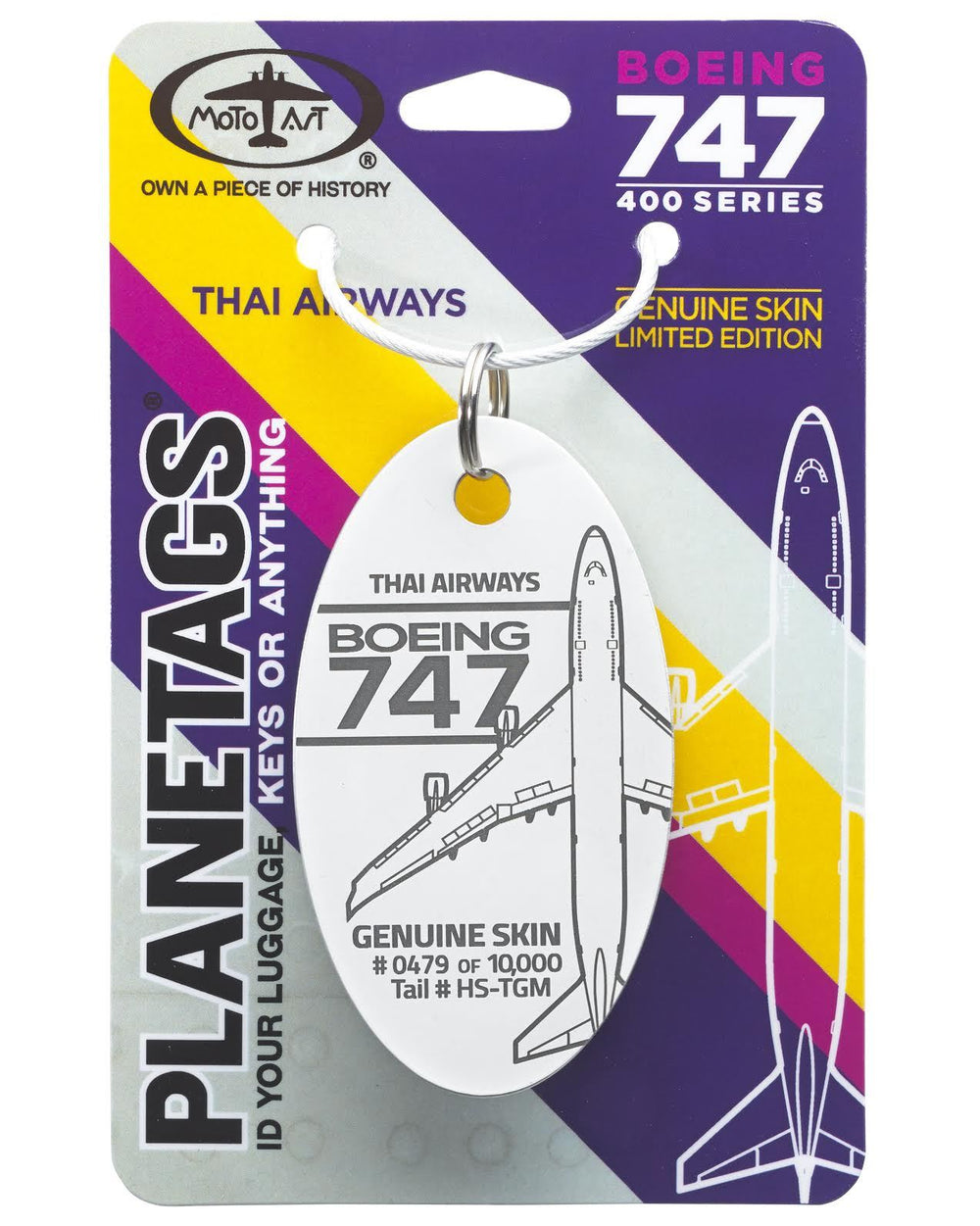 Boeing Thai Airways 747 PlaneTag Tail #HS-TGM – MotoArt PlaneTags